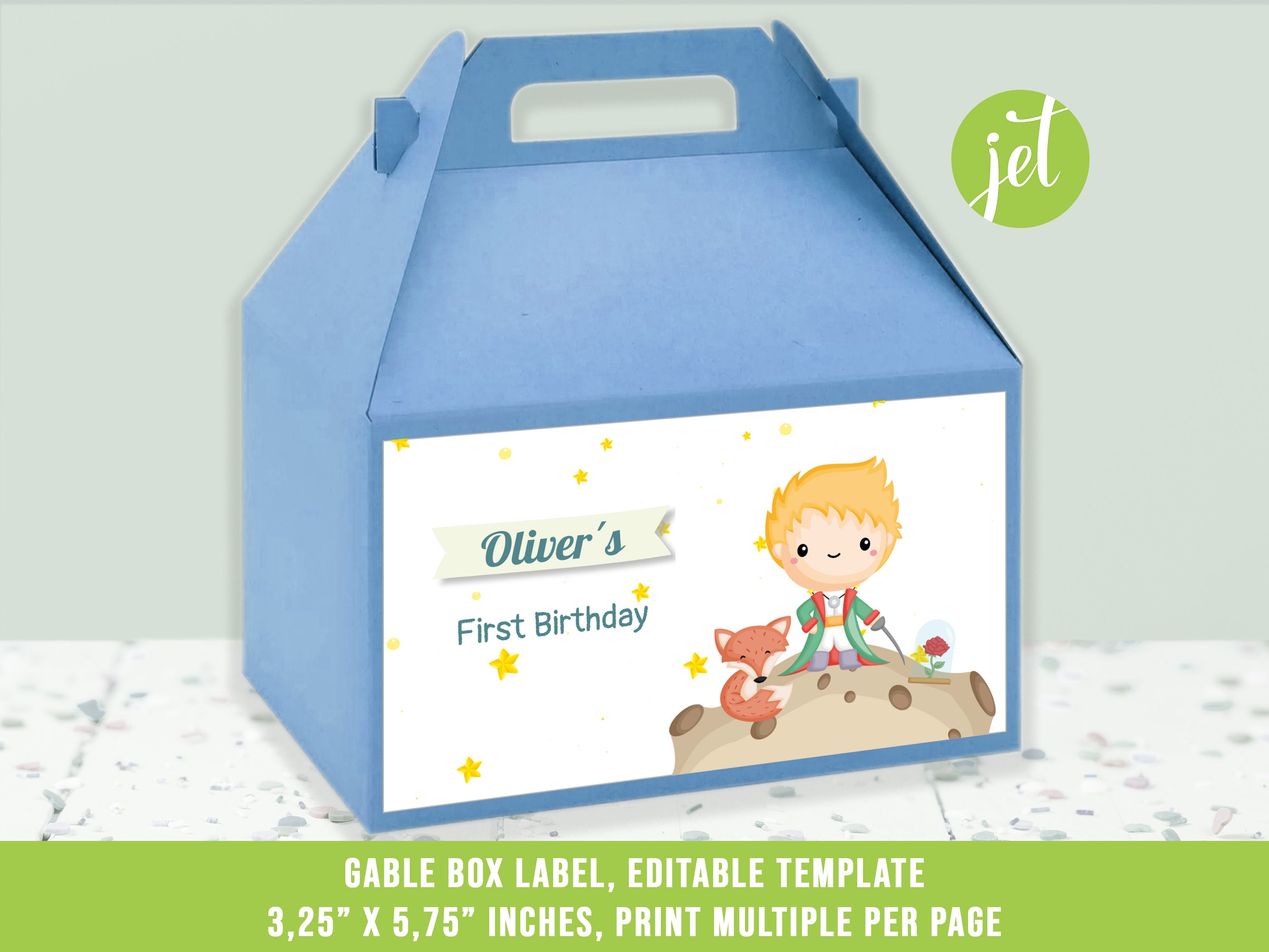Little Prince Gable Box Label Editable Template Gift Box Labels Little ...