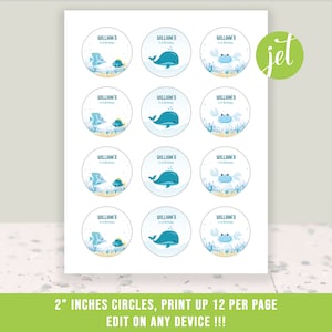 Under the Sea Cupcake Toppers, Ocean Animals Cupcake Toppers, Whale ...
