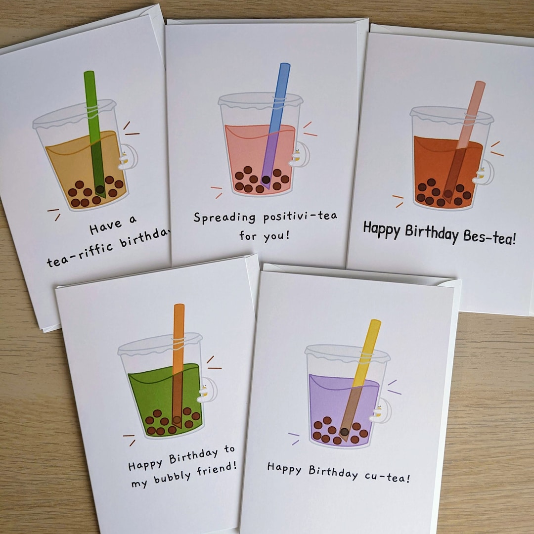 Bubble Tea Birthday Card Milk Tea Pun Card, Bbt Birthday Card, Funny ...