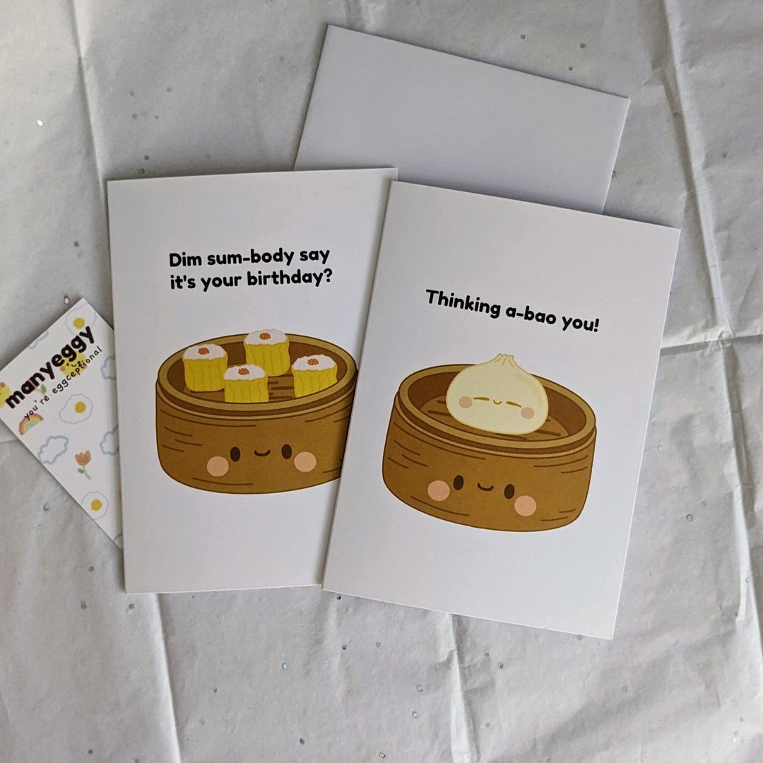 Dim Sum Birthday Card Chinese Food Valentine Card, Dumpling Valentines ...