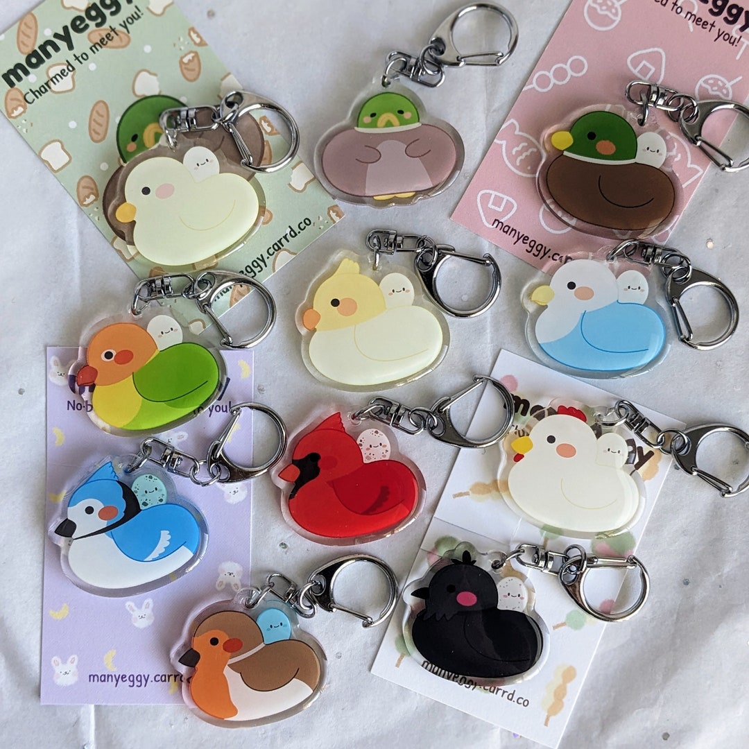 Bird Keychain Egg Keychain Kawaii Bird Charm Cute Bird - Etsy