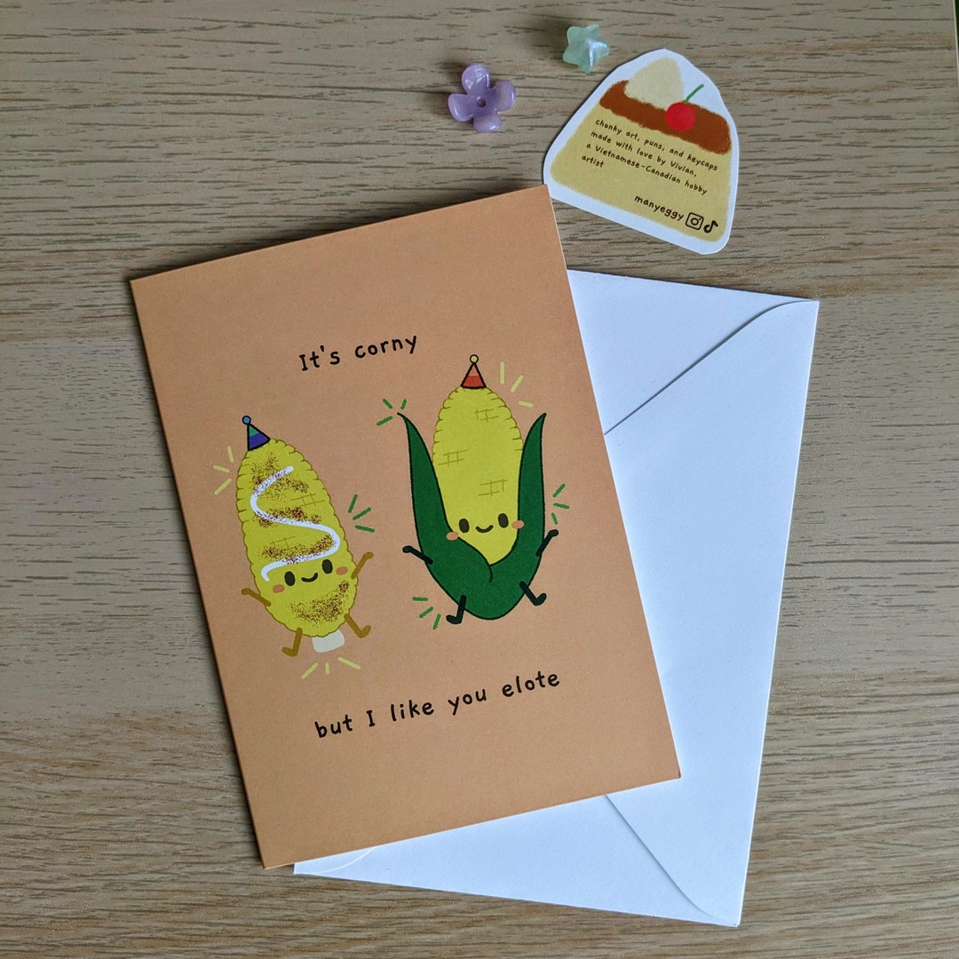 Corn Valentine Card Food Anniversary Card, Elote Relationship Card ...
