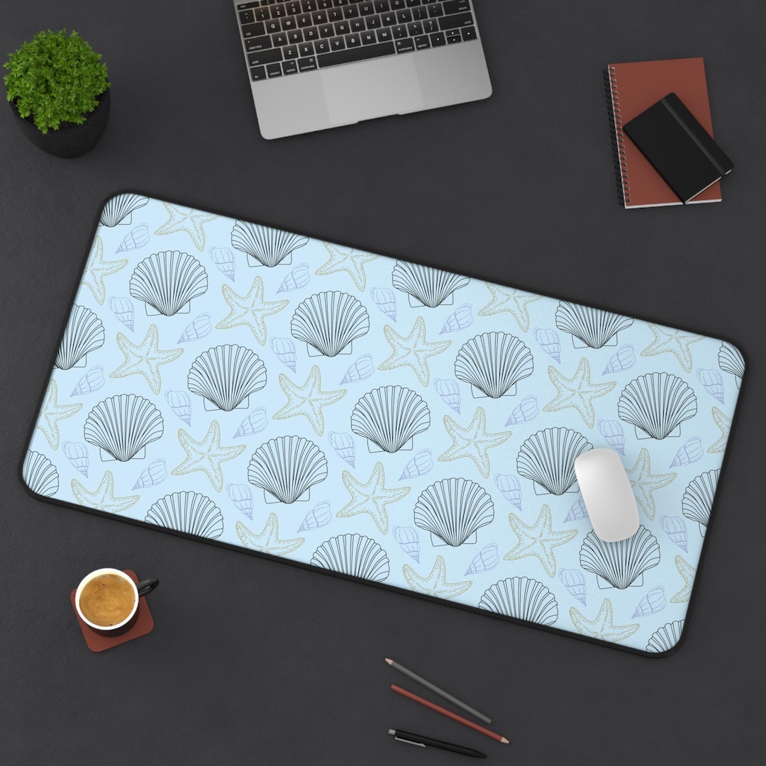 Seashell Desk Mat, Mouse Pad, Desk Pad, Beach Office Decor, Office Desk ...
