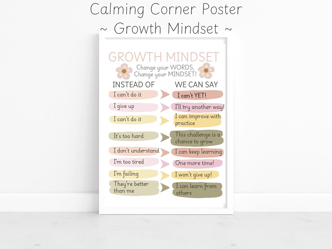Calming Corner Poster Whimsical - Growth Mindset - Classroom Management ...
