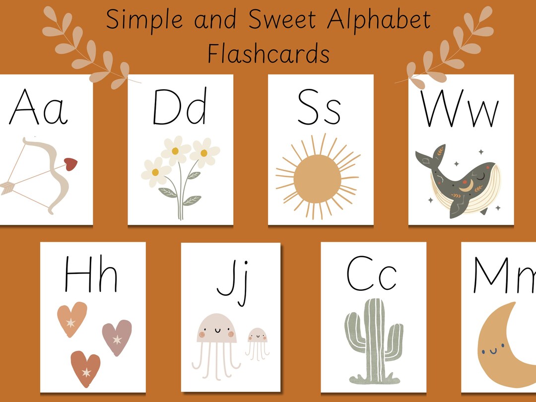 Boho Alphabet Flashcards - Boho Modern - ABC Printable - Homeschool ...