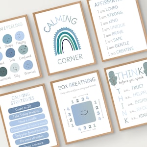 Set of 6 Calming Corner Posters - Blue & Green - Classroom Management ...