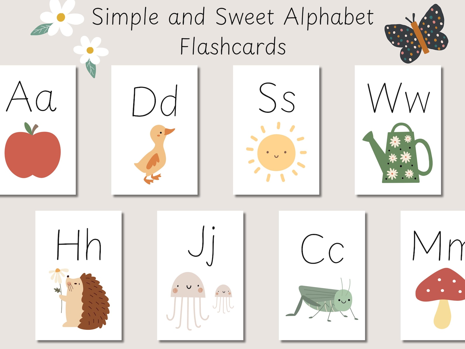 Alphabet Nature Flashcards - Boho Modern - ABC Printable - Homeschool ...