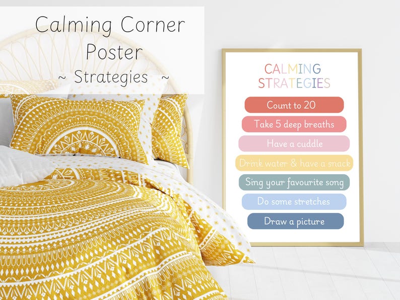 Calming Strategies Calming Corner Poster Bright & Cheery - Classroom ...