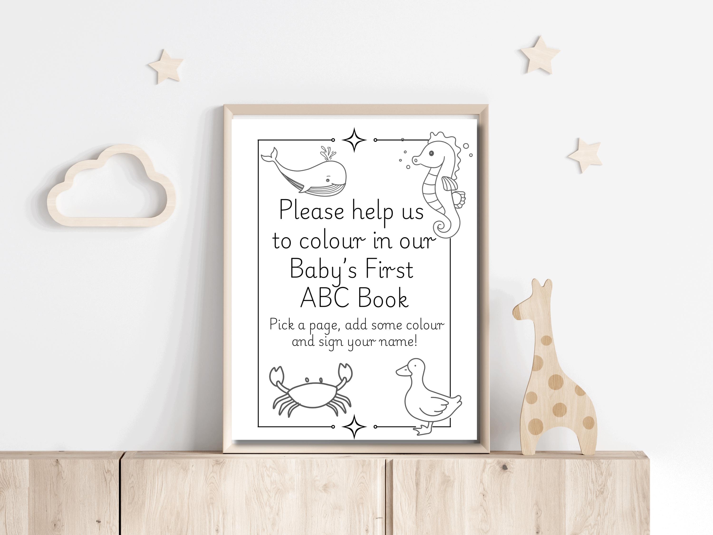 Animal ABC Coloring Baby Shower Game - Sweet Baby Shower Activity ...