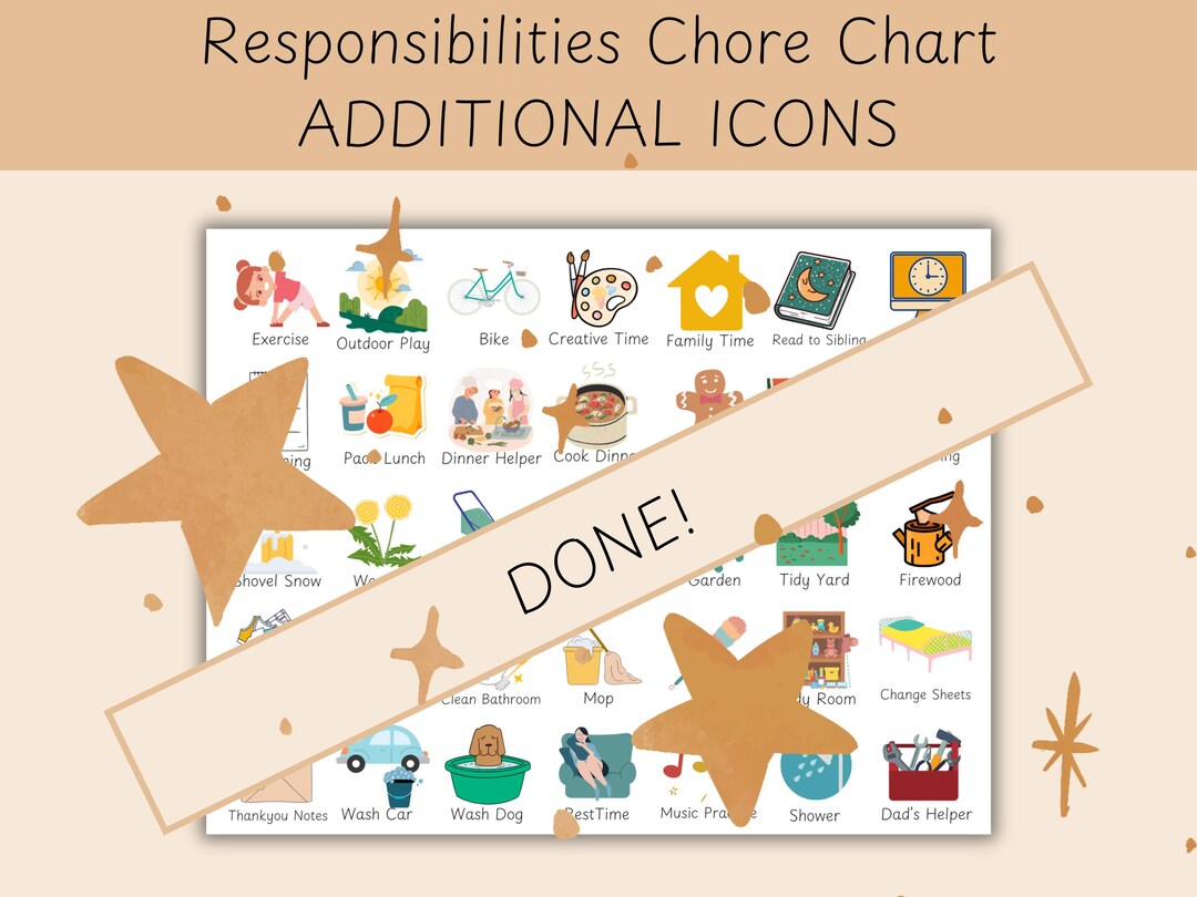 Daily Responsibilities Chore Chart Extra Icons - Morning Evening ...