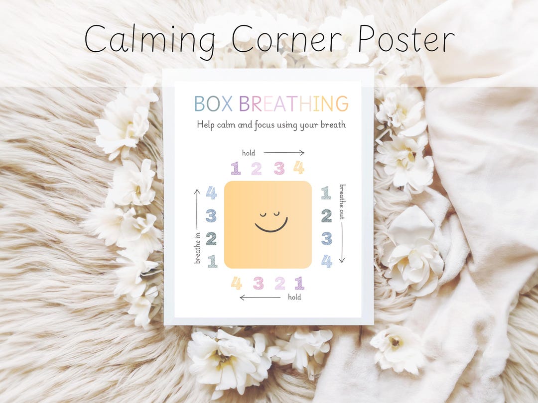 Box Breathing Calming Corner Poster Bright & Cheery - Classroom ...
