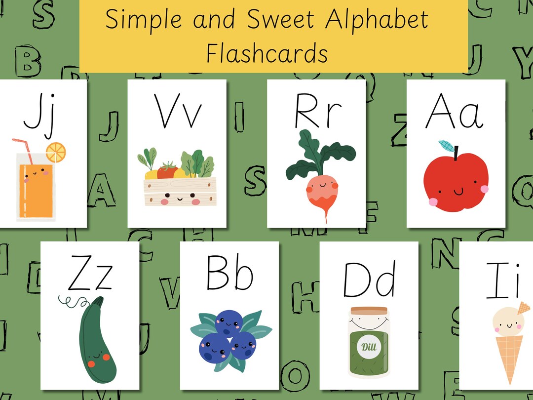 Food Alphabet Flashcards - Sweet ABC Printable - Homeschool - Instant ...