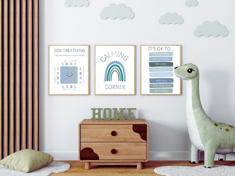 Bundle of 12 Calming Corner Posters - Blue & Green - Classroom ...