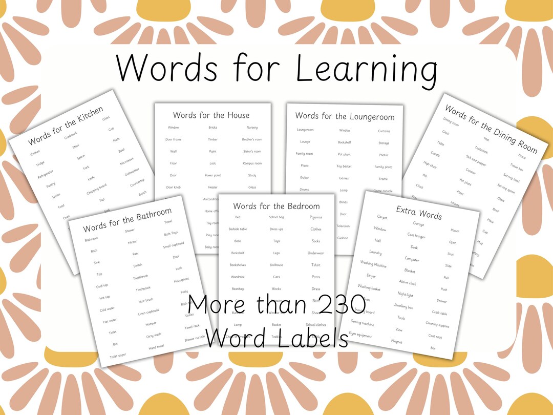 Learn to Read Labels - First Words - Word Learning Printable ...
