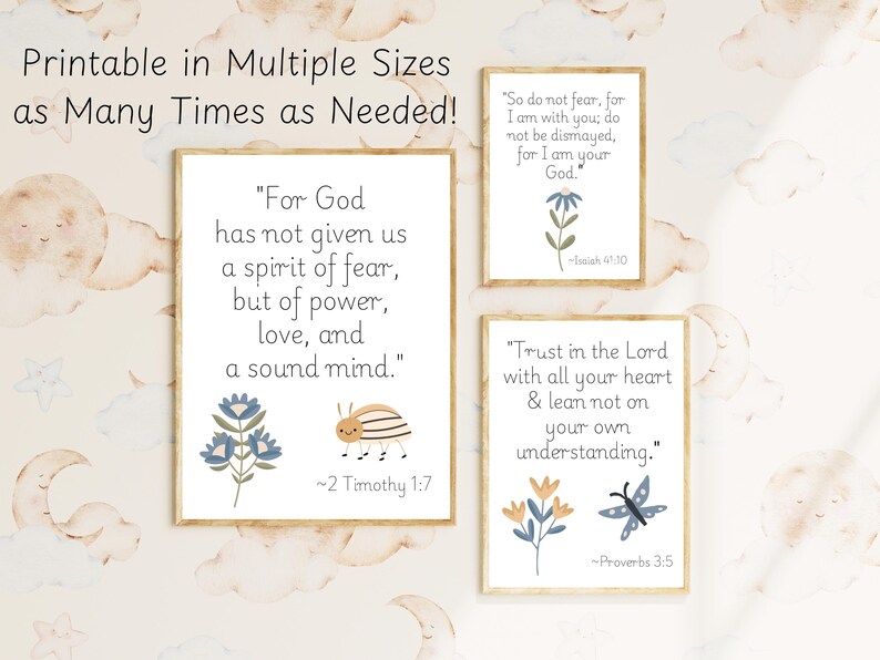 Set of 3 Whimsical Children Scripture Wall Art ~ Kids Bible Verse ...