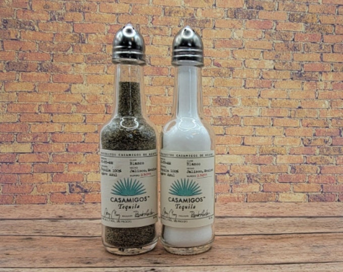 Salt and Pepper Shaker Set, Upcycled Mini Liquor Bottles, Tequila Salt ...