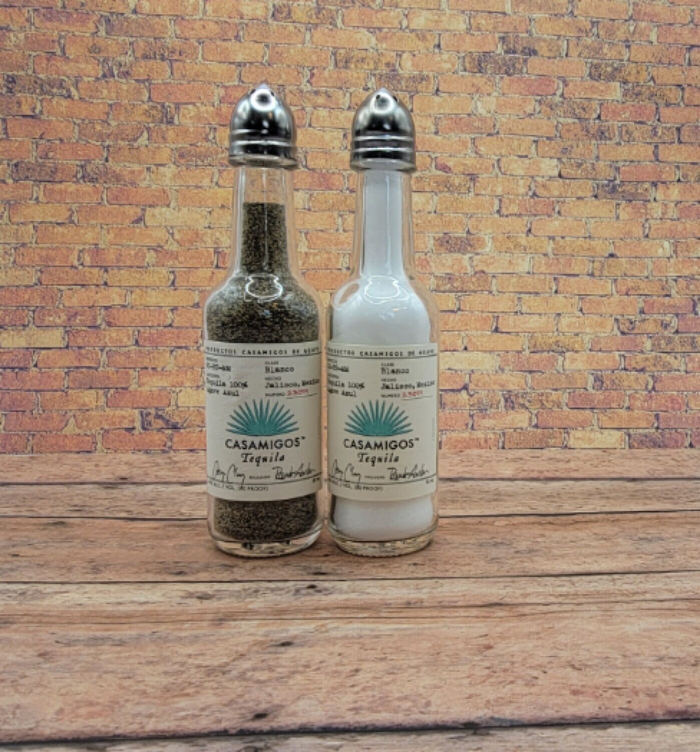Salt and Pepper Shaker Set, Upcycled Mini Liquor Bottles, Tequila Salt ...