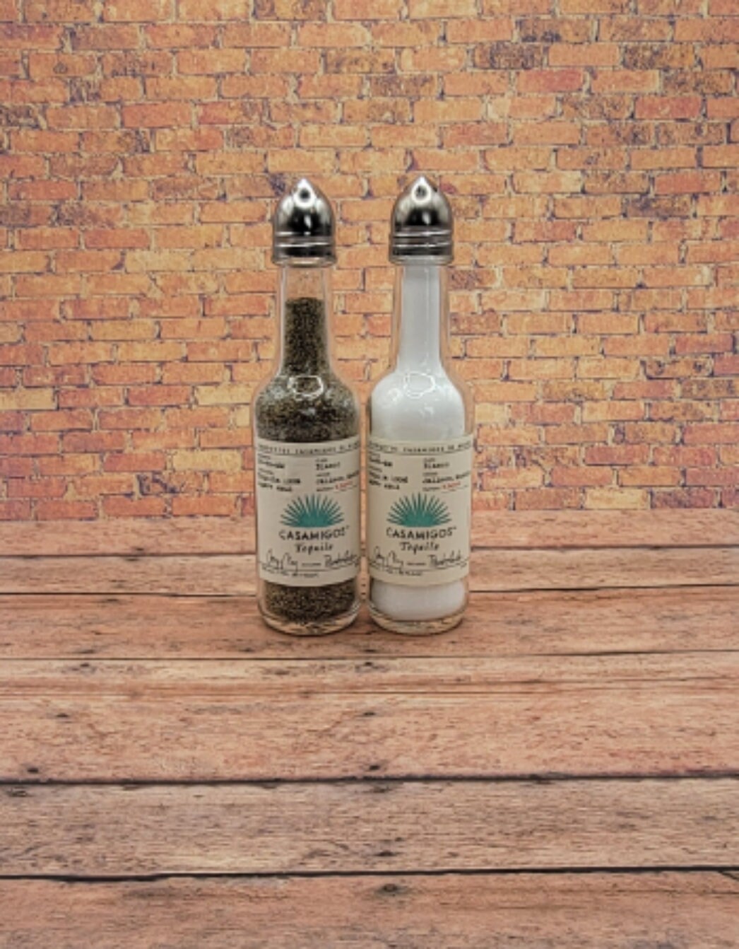 Salt And Pepper Shaker Set Upcycled Mini Liquor Bottles Tequila Salt And Pepper Shakers Bar