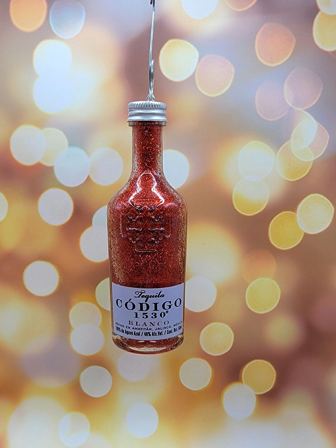 Upcycled Tequila Bottle Christmas Ornament: Glitter Liquor Bottle Gift ...