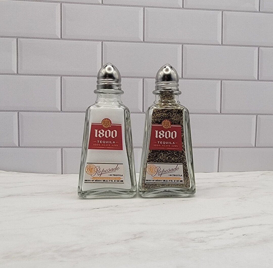 Salt and Pepper Shaker Set, Upcycled Mini Liquor Bottles, Tequila Salt ...