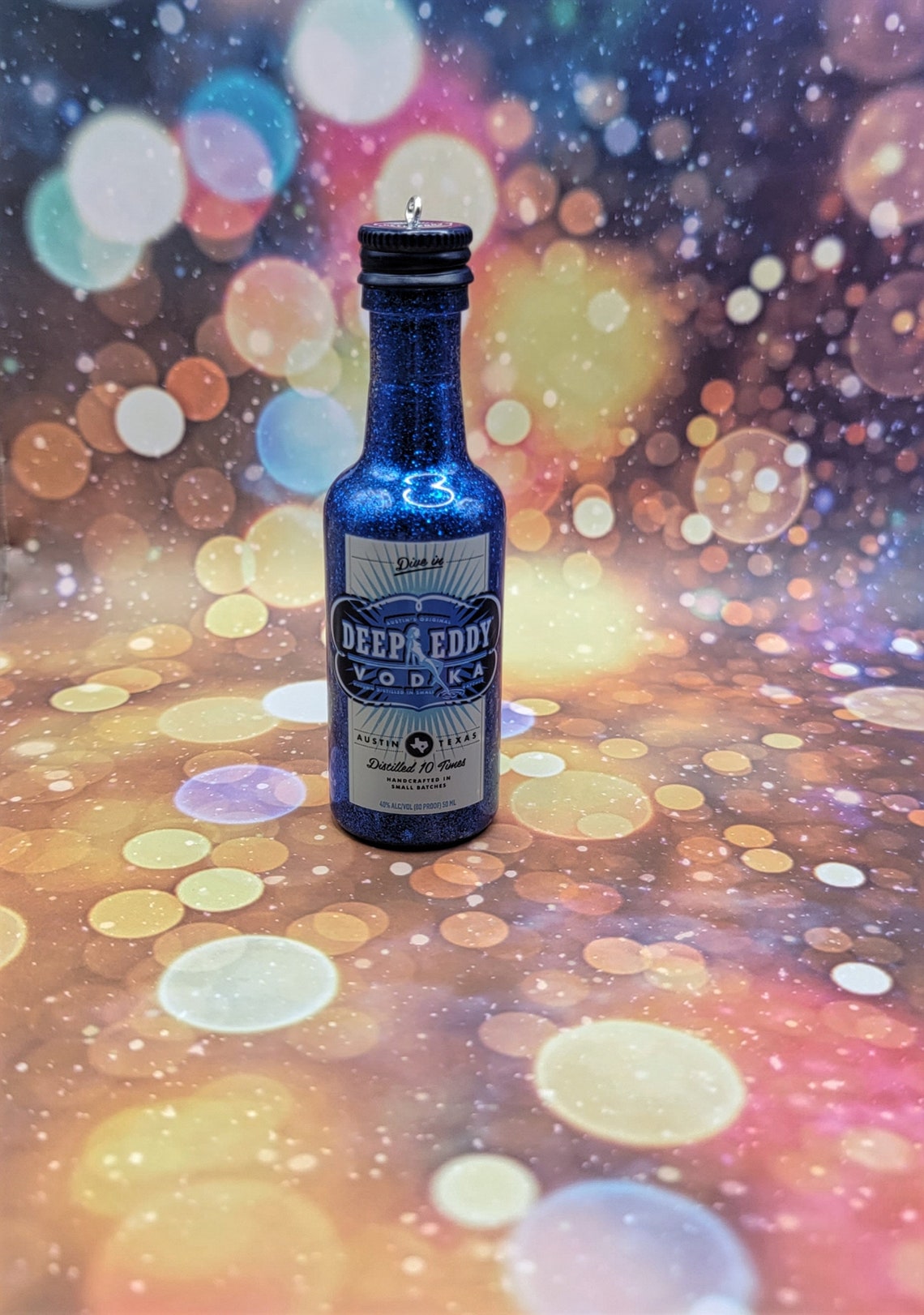 Upcycled Mini Vodka Bottle Ornament: Glitter Christmas Tree Decoration ...
