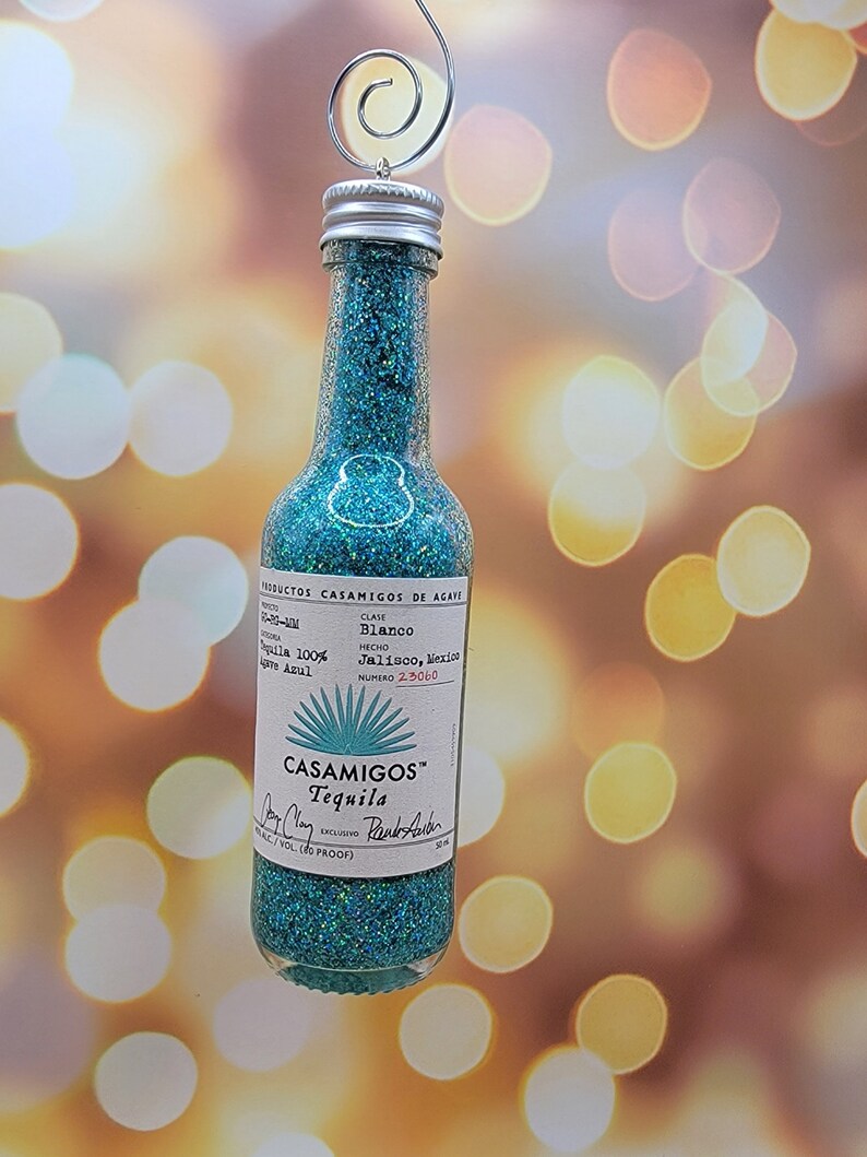 Upcycled Mini Tequila Bottle Ornament, Tequila Bottle Ornament ...
