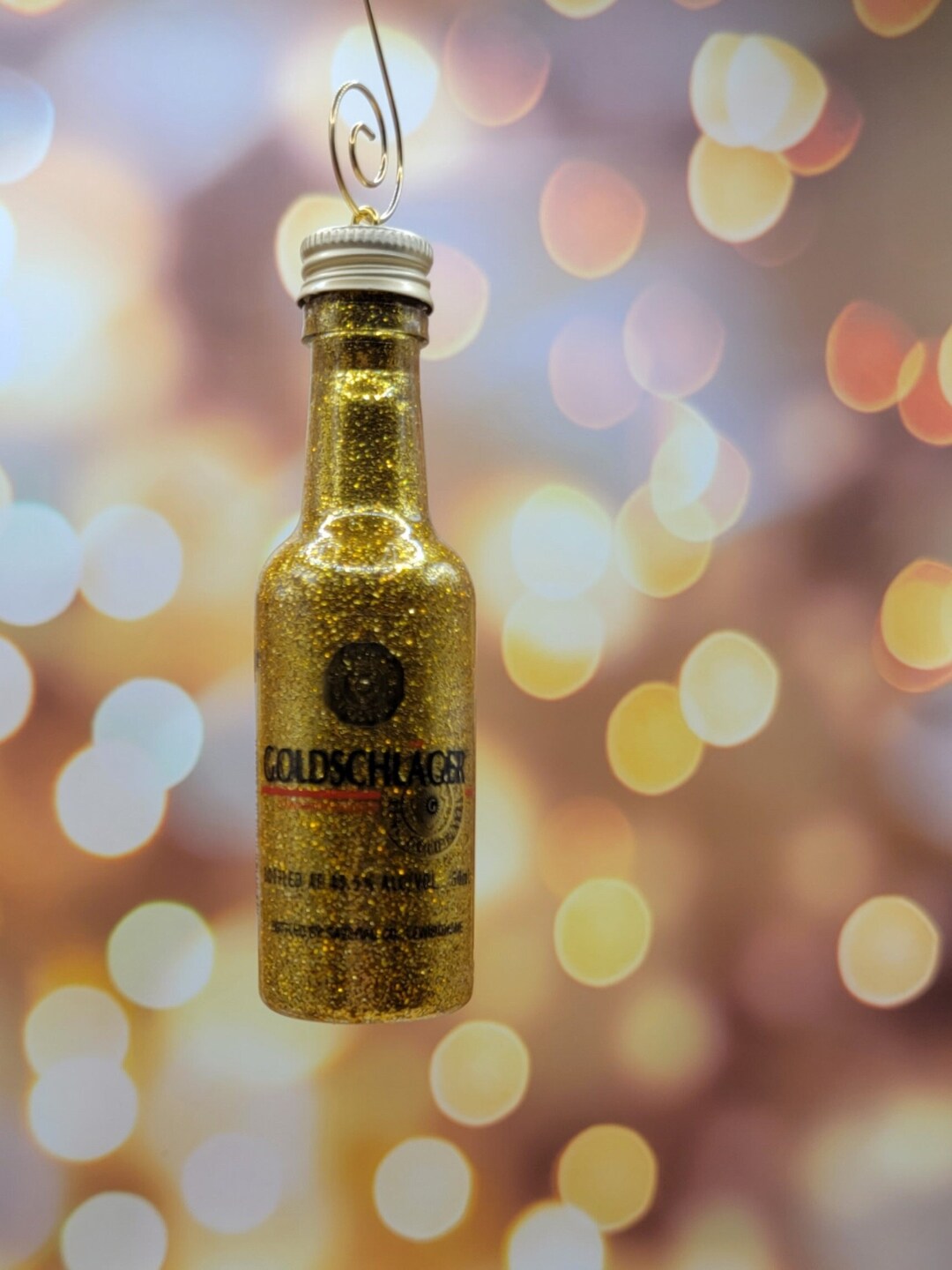 Upcycled Mini Liqueur Bottle Ornament, Swiss Cinnamon Schnapps Liqueur ...