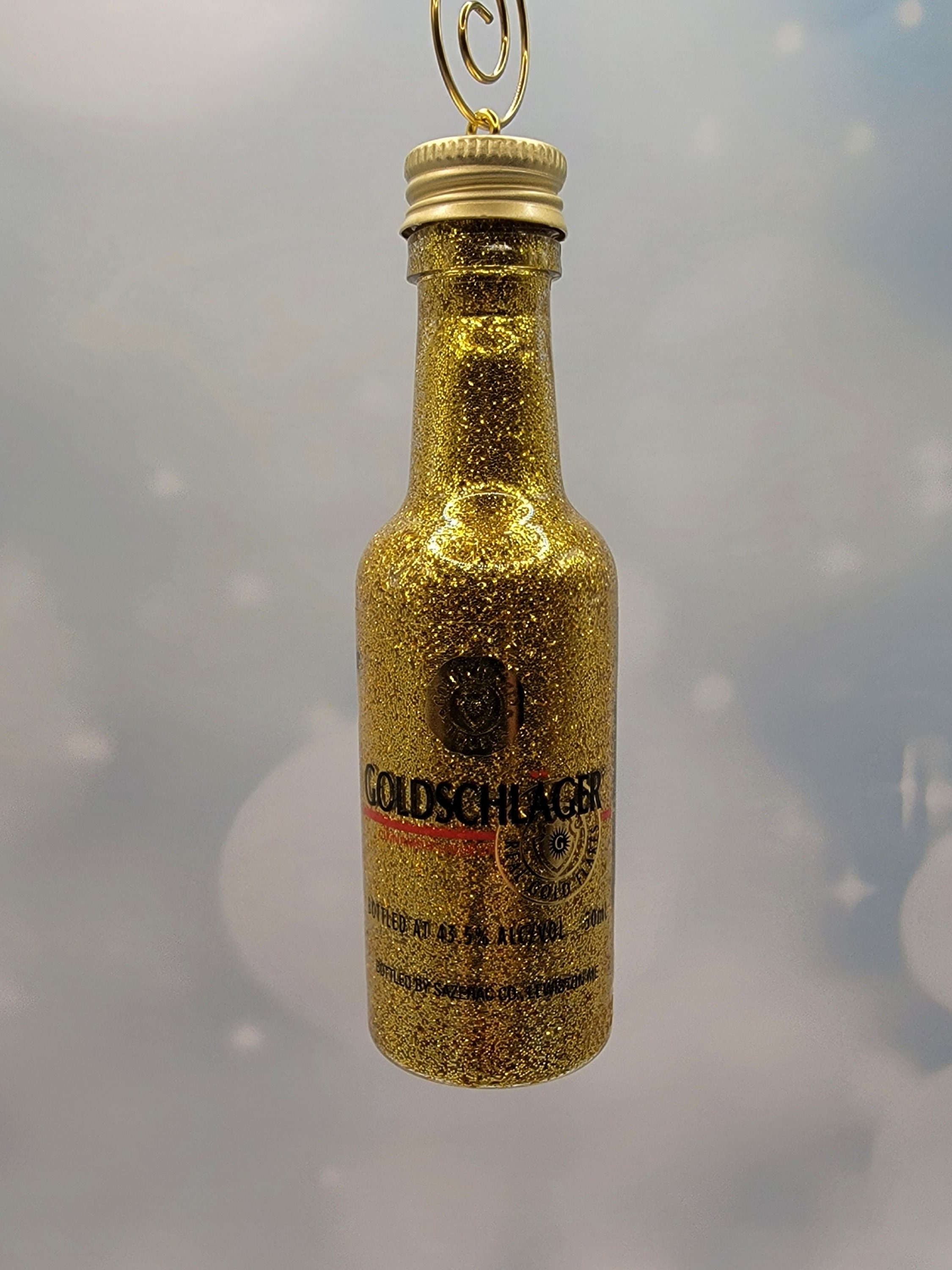 Upcycled Mini Liqueur Bottle Ornament, Swiss Cinnamon Schnapps Liqueur ...