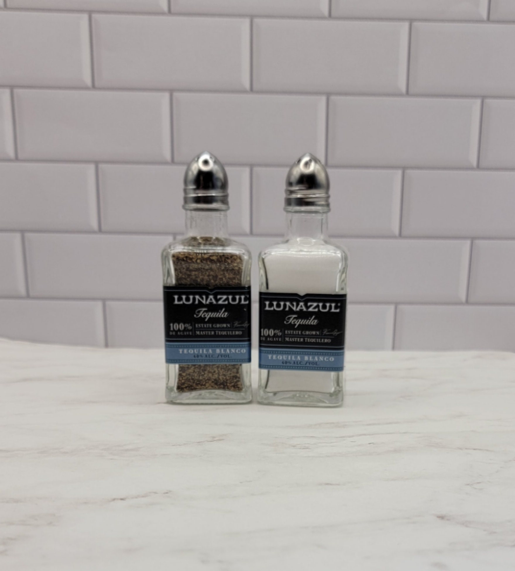 Salt and Pepper Shaker Set, Upcycled Mini Liquor Bottles, Tequila Salt ...