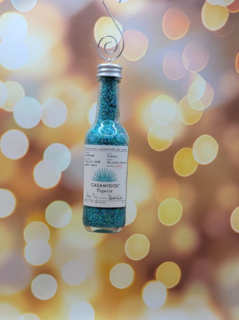 Upcycled Mini Tequila Bottle Ornament, Tequila Bottle Ornament ...