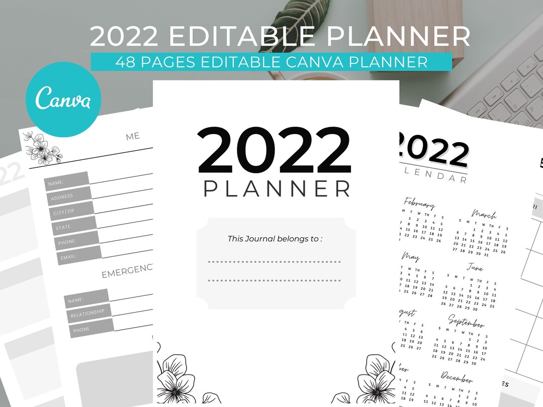 Editable 2022 Planner 48 Pages Canva Template 6x9" Ready to Upload KDP ...