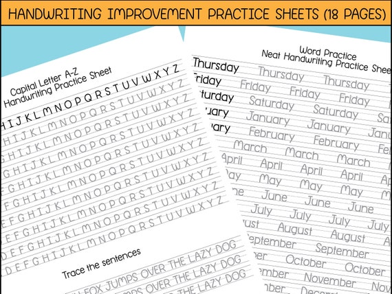 Neat and Cute Handwriting Practice Sheet letters Words and - Etsy