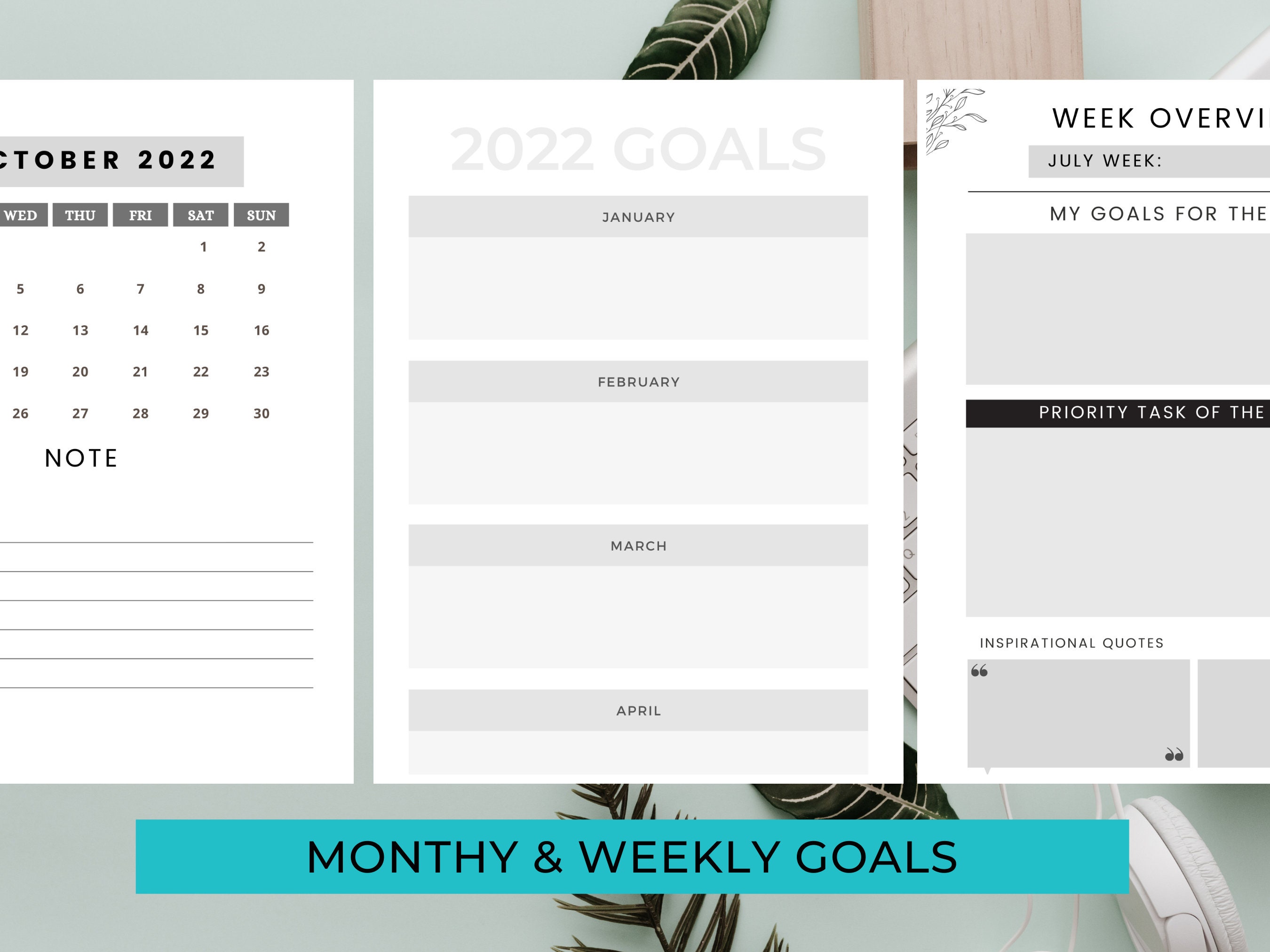 Editable 2022 Planner 48 Pages Canva Template 6x9" Ready to Upload KDP ...