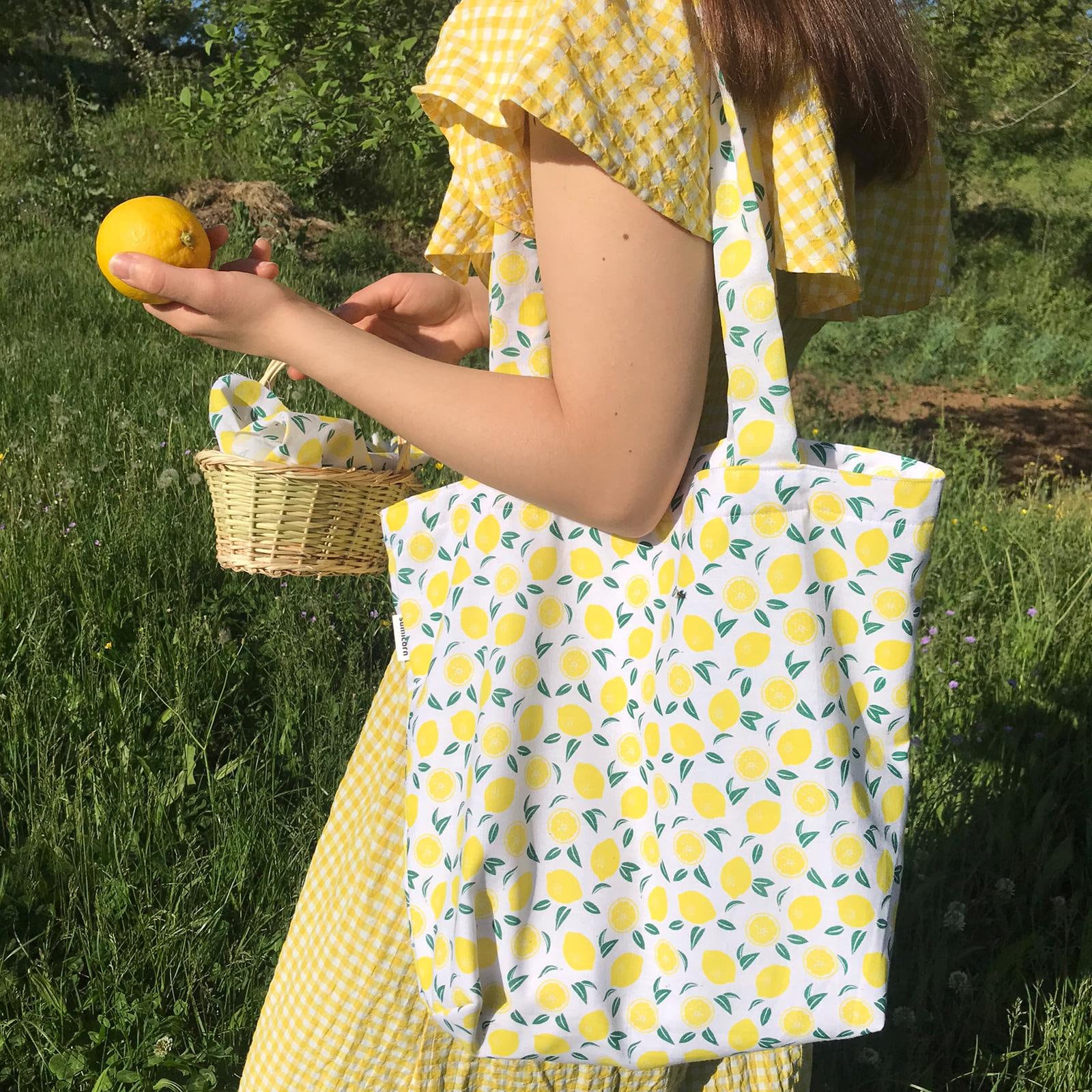 Lemon Tote Bag / Shopping Bag | Lemon Farmers Market Tote Bag | Summer ...
