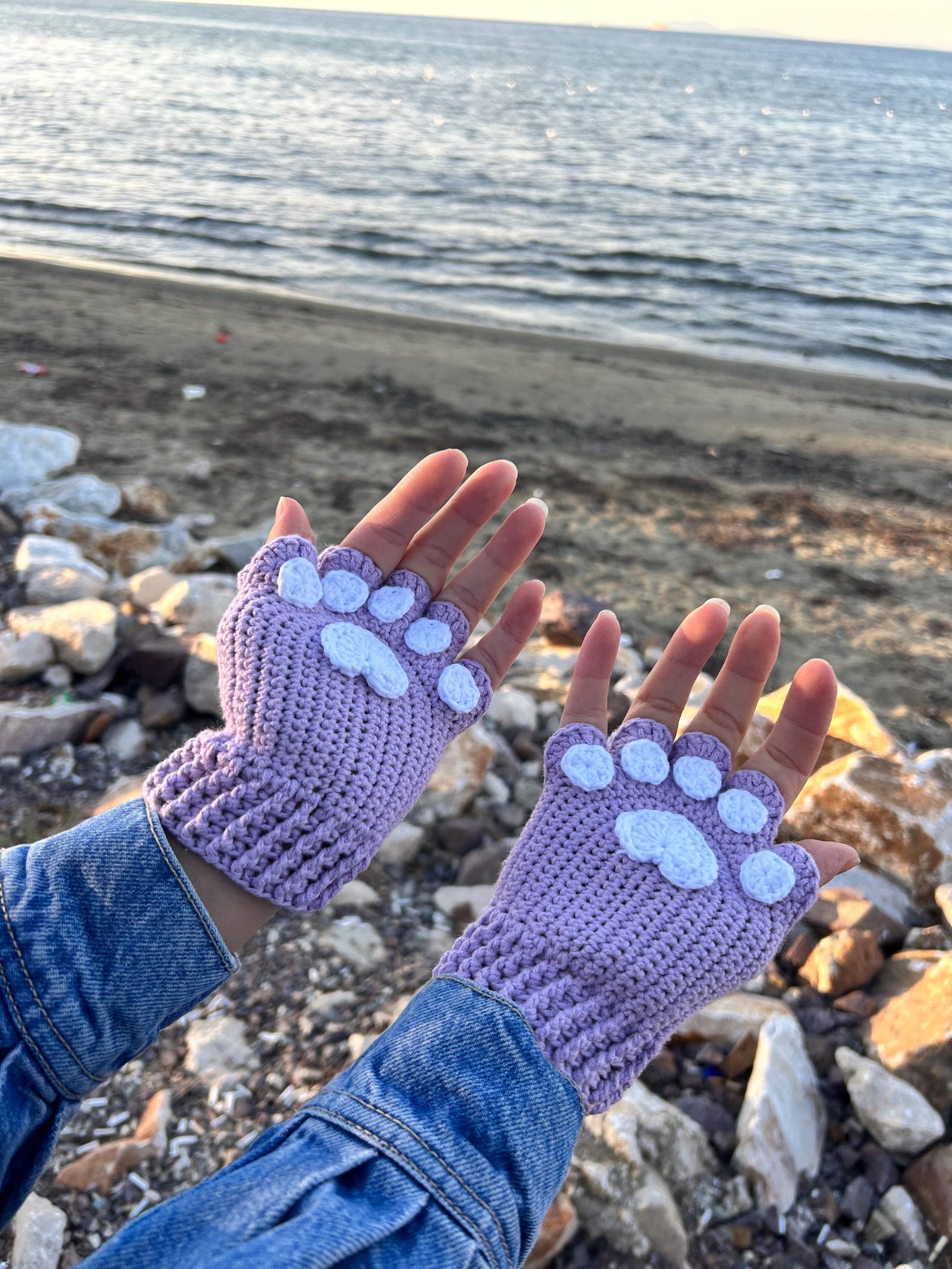 Crochet Cat Paw Mittens Fingerless Gloves,cute Gift for Cat Lovers ...
