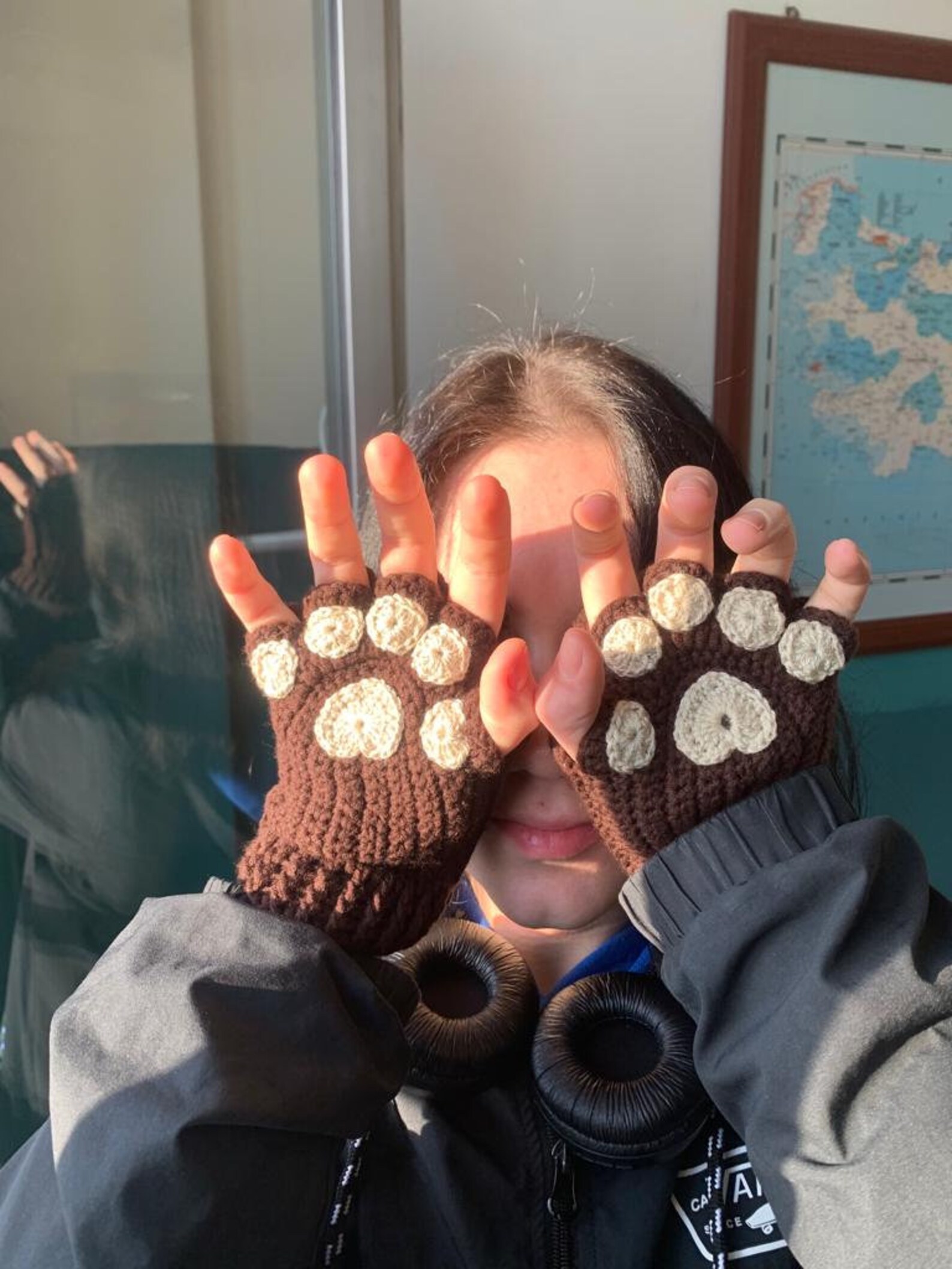 Crochet Cat Paw Mittens Fingerless Gloves,cute Gift for Cat Lovers ...