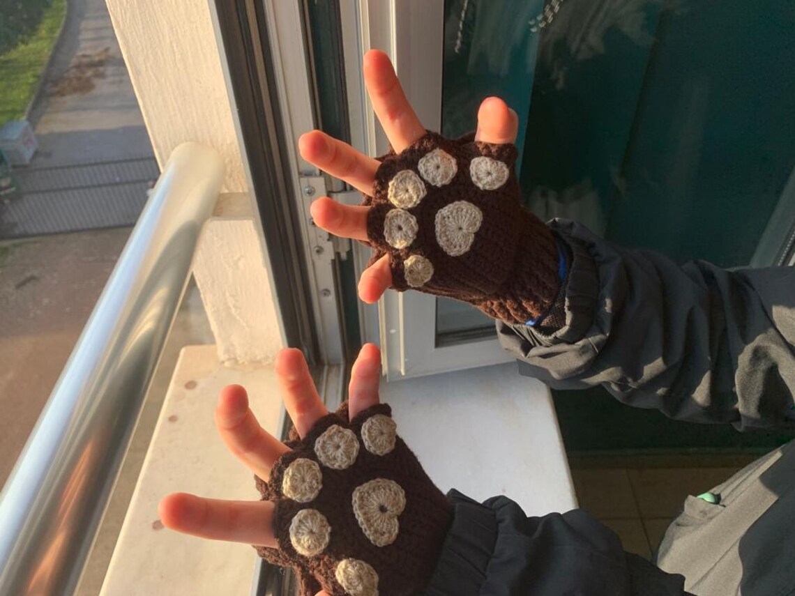 Crochet Cat Paw Mittens Fingerless Gloves,cute Gift for Cat Lovers ...