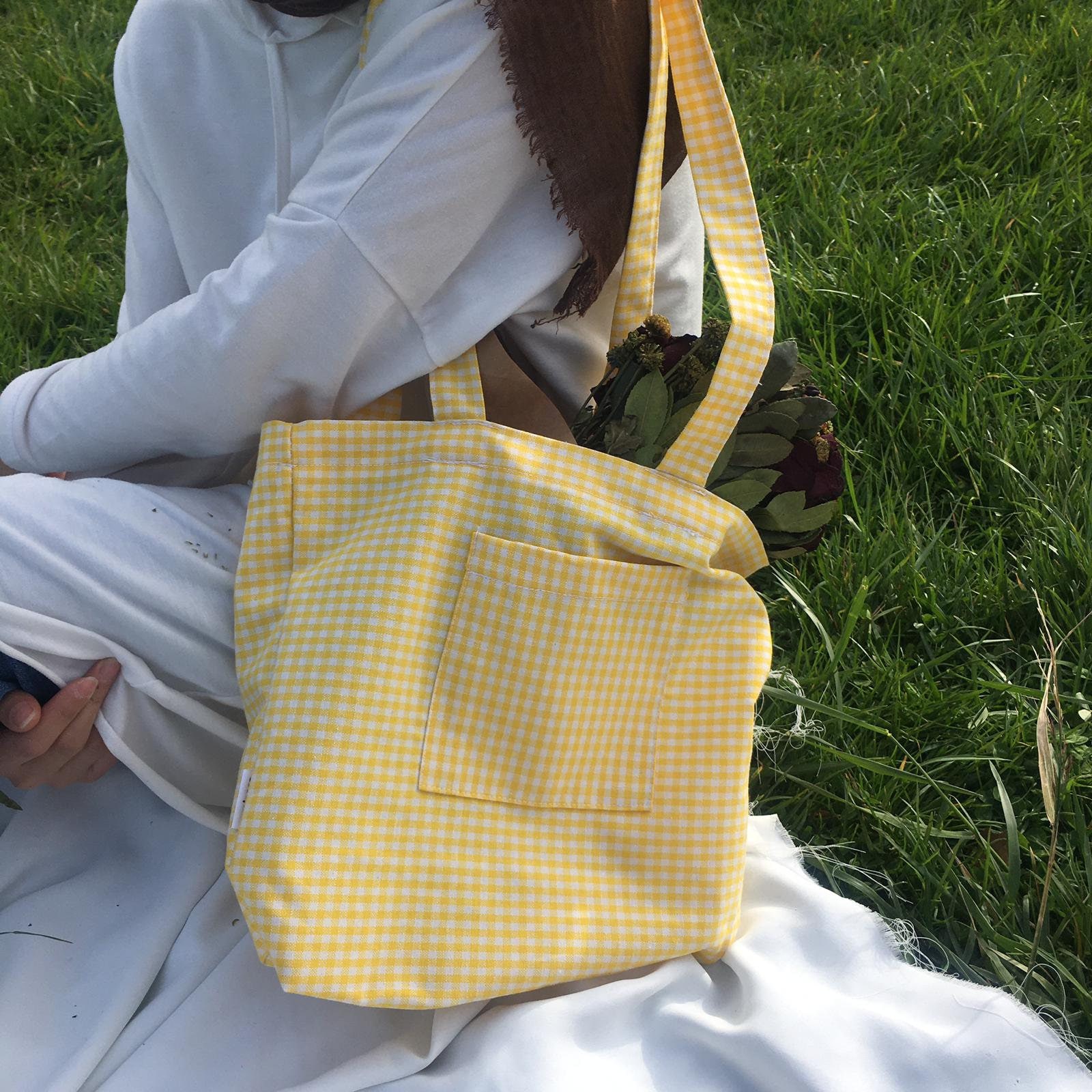 Gingham Tote Bag Yellow Gingham Tote Bag Green Gingham - Etsy