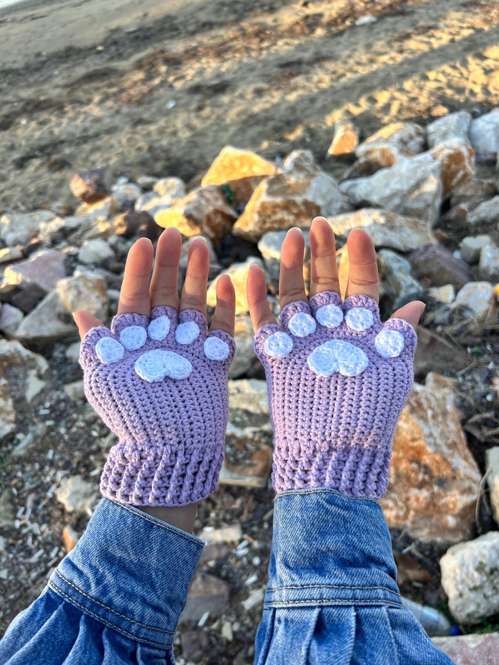 Crochet Cat Paw Mittens Fingerless Gloves,cute Gift for Cat Lovers ...