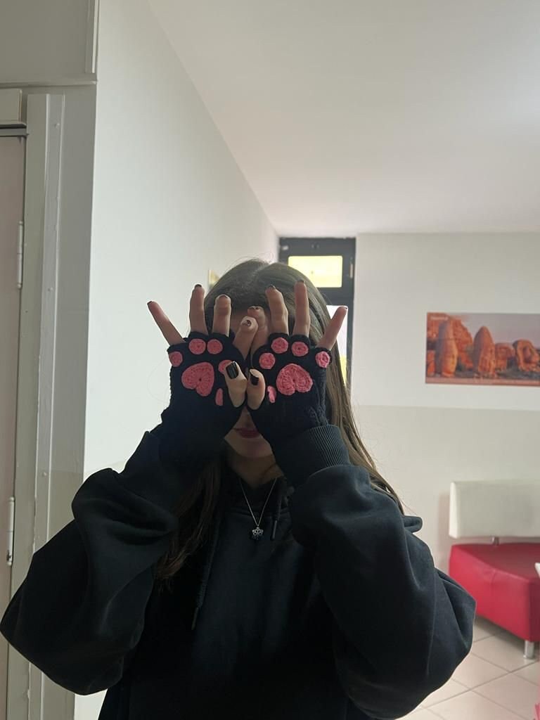 Crochet Cat Paw Mittens Fingerless Gloves,cute Gift for Cat Lovers ...