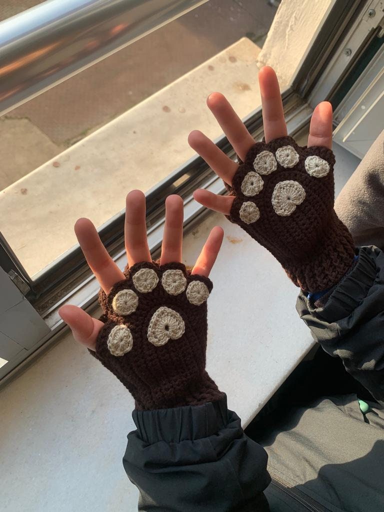 Crochet Cat Paw Mittens Fingerless Gloves,cute Gift for Cat Lovers ...