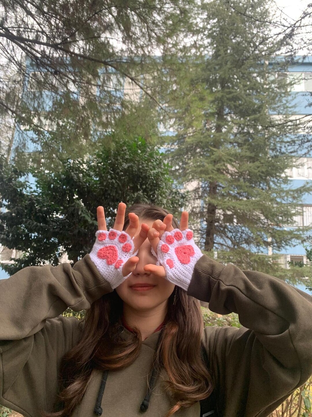 Crochet Cat Paw Mittens Fingerless Gloves,cute Gift for Cat Lovers ...