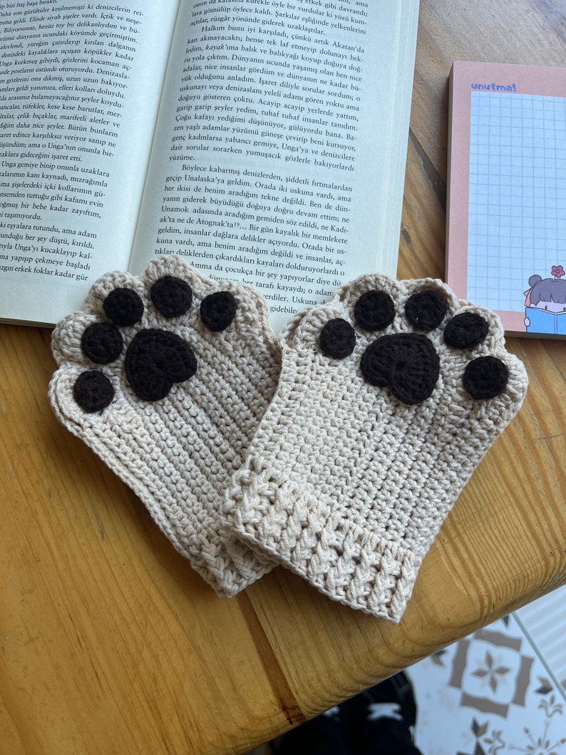 Crochet Cat Paw Mittens Fingerless Gloves,cute Gift for Cat Lovers ...