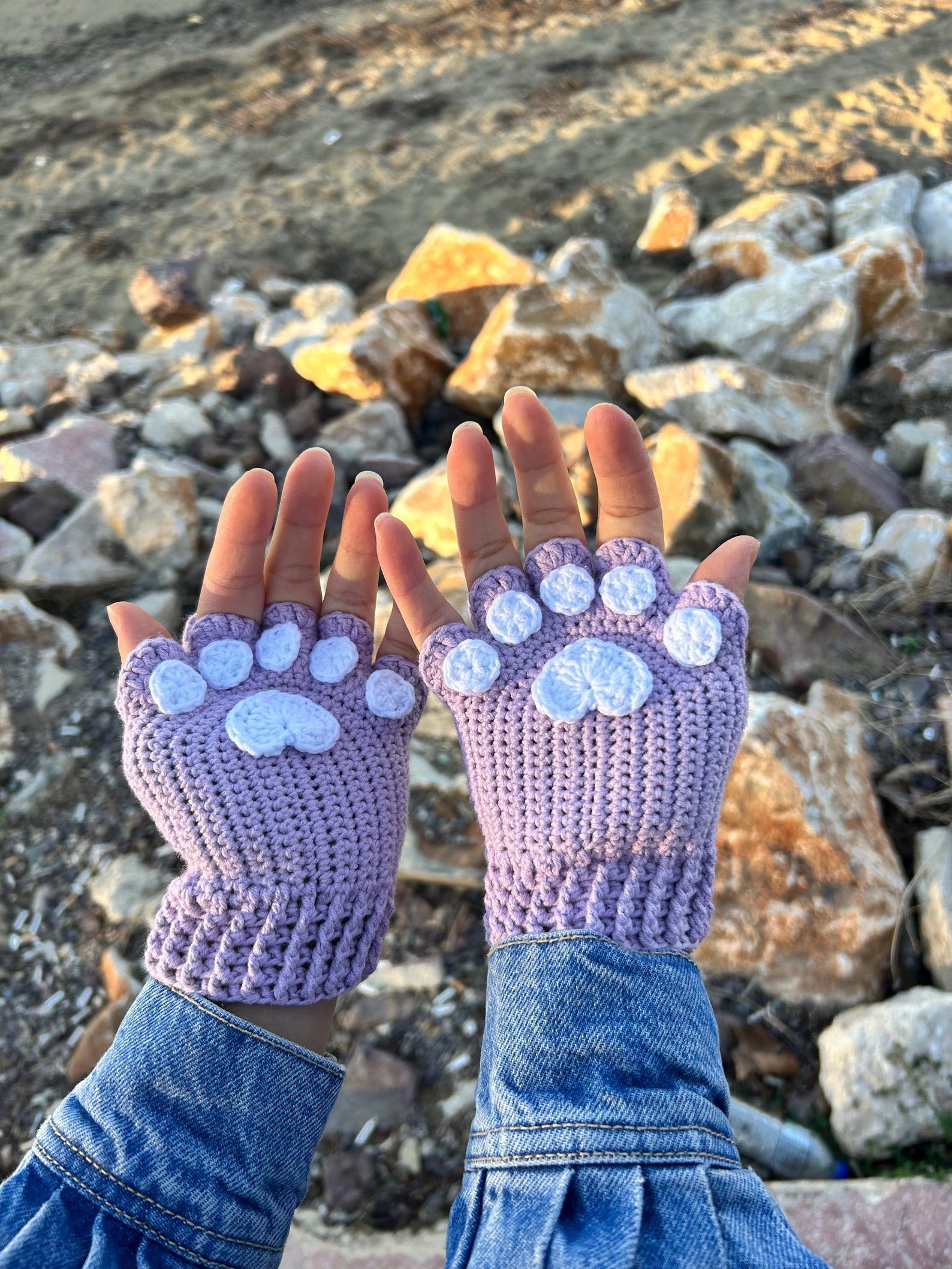 Crochet Cat Paw Mittens Fingerless Gloves,cute Gift for Cat Lovers ...