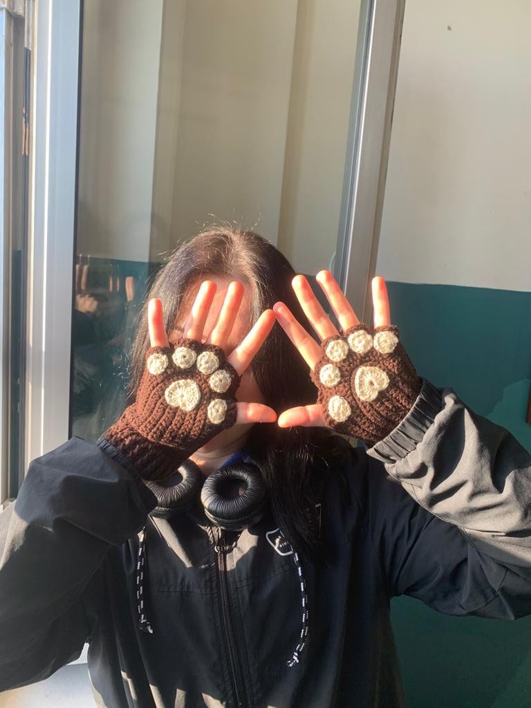 Crochet Cat Paw Mittens Fingerless Gloves,cute Gift for Cat Lovers ...