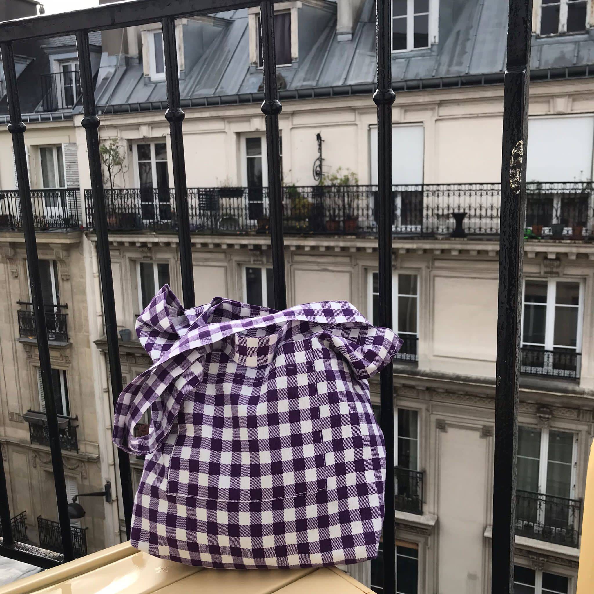 Green and Purple Gingham Tote Bag | Shopping Bag | Shoulder Bag | Linen ...