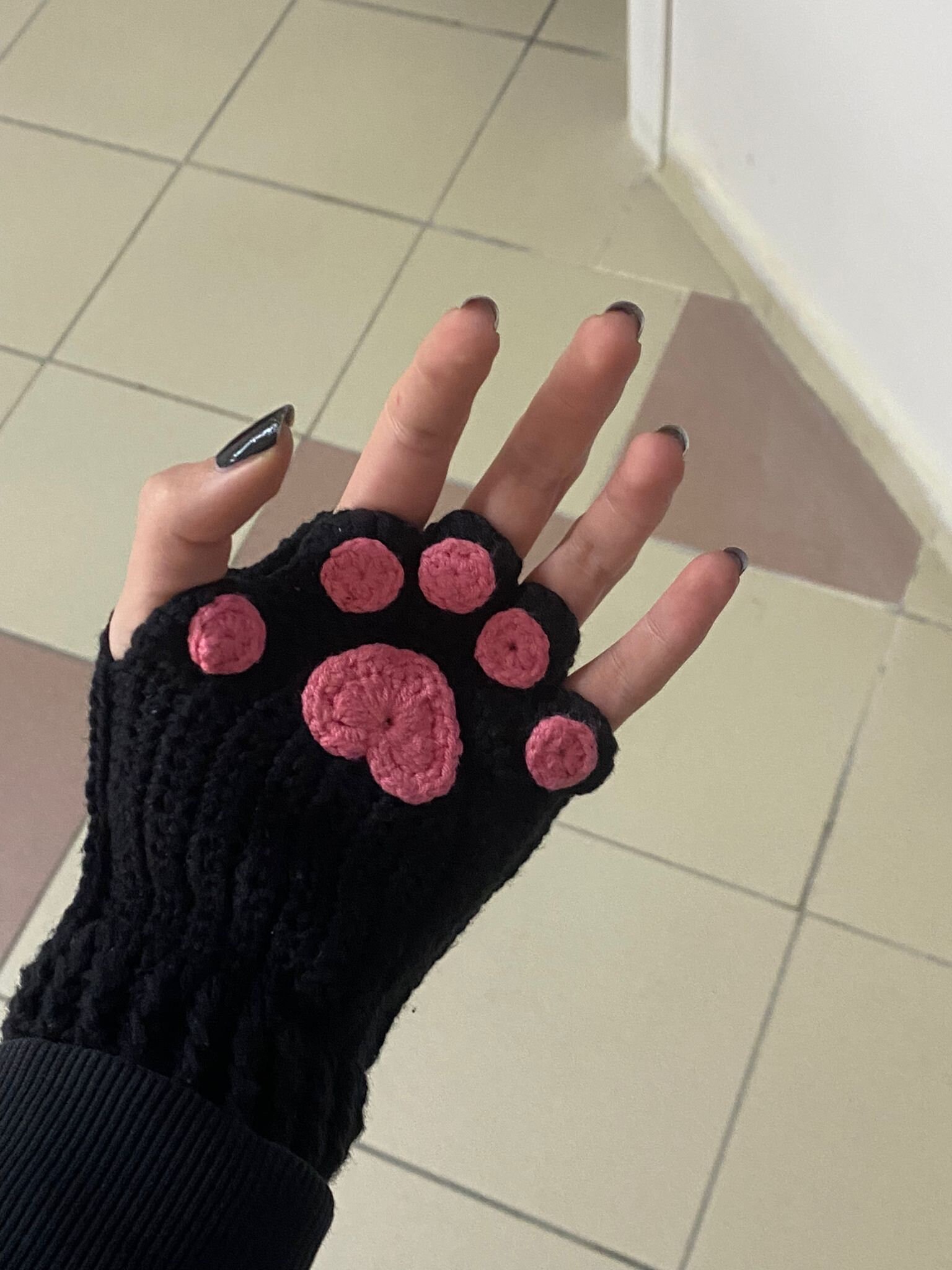 Crochet Cat Paw Mittens Fingerless Gloves,cute Gift for Cat Lovers ...