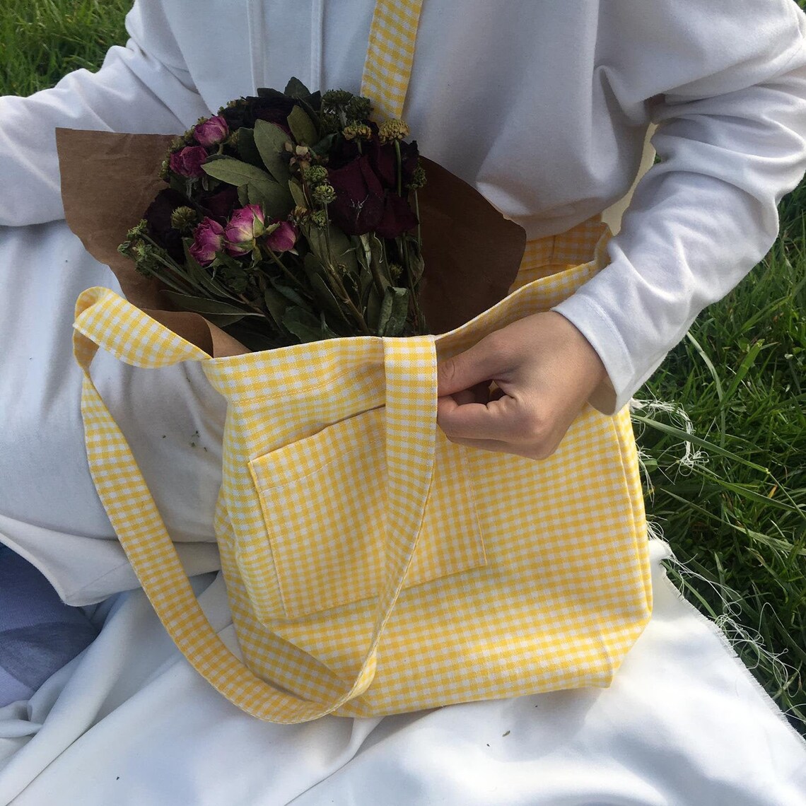 Gingham Tote Bag Yellow Gingham Tote Bag Green Gingham - Etsy