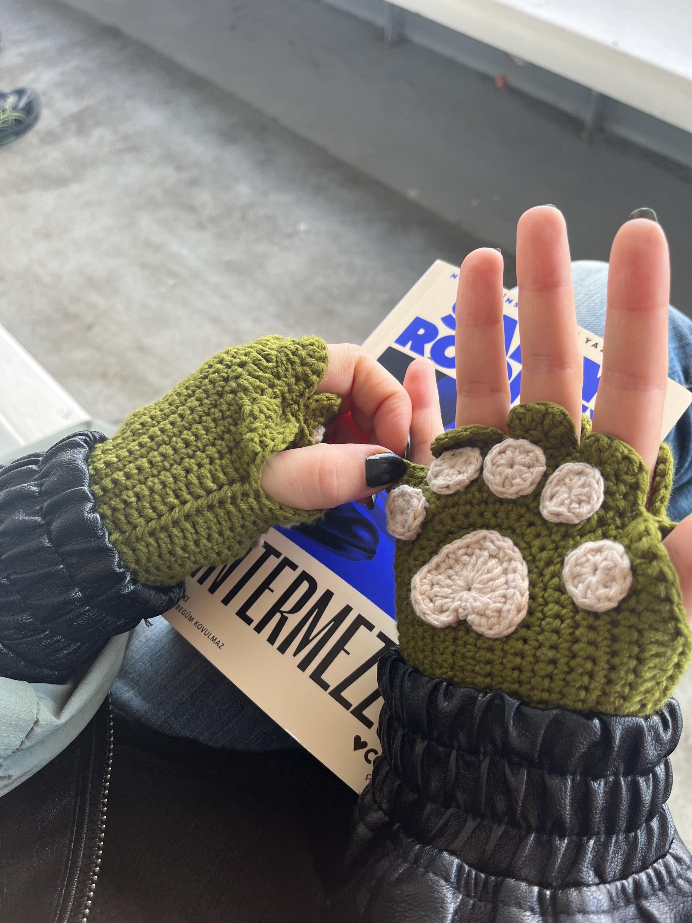 Crochet Cat Paw Mittens Fingerless Gloves,cute Gift for Cat Lovers ...