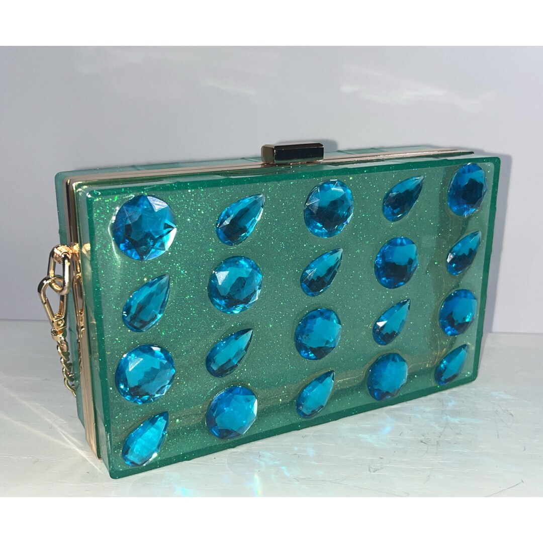 Clear Jewel Embedded Crossbody Stadium Bag blue - Etsy